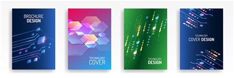 현대 과학 및 디지털 기술 개념 브로셔또는 하이테크 요소 배경으로 커버를 위한 벡터 템플릿입니다 파란색 레이아웃 미래 브로셔