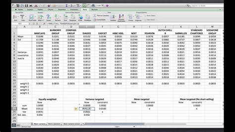 Excel Portfolio Optimization Template