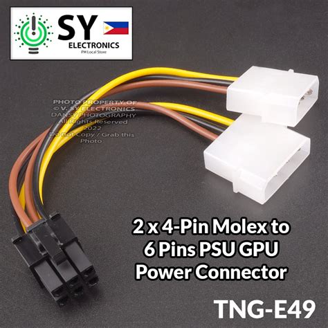 10cm 2 Male 4 Pin Molex To 6 Pin Gpu Power Supply Psu Connector Cable Adapter Converter 6 Pins