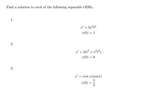 Solved Find A Solution To Each Of The Following Separable
