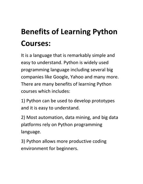 Ppt Benefits Of Learning Python Courses Powerpoint Presentation