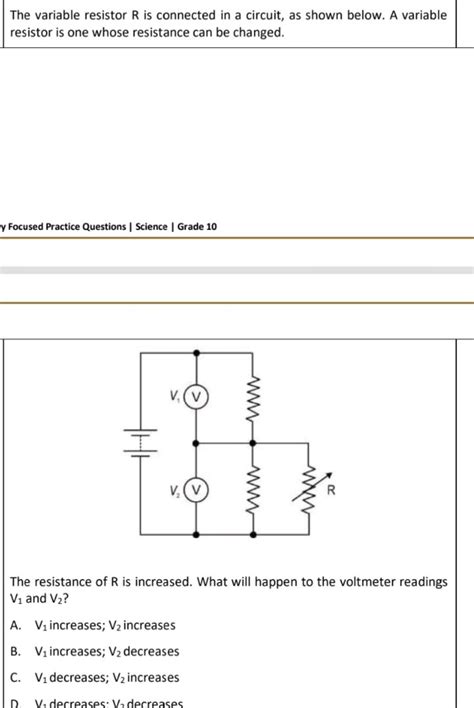the variable resistor r is connected in a circuit as shown below a vari