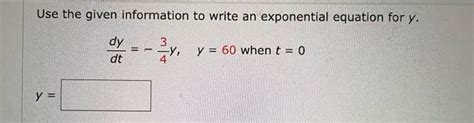 Solved Find The Exponential Function Y Cekt That Passes Chegg Com