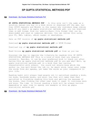Statistical Methods By Sp Gupta Pdf Download Fill Online Printable Fillable Blank PdfFiller