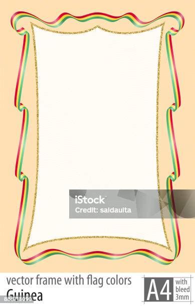 프레임과 보호 그리드와 기니 국기의 색상의 리본 테두리 벡터와 피 3 M M 공란에 대한 스톡 벡터 아트 및 기타 이미지 공란 교육 기니 Istock
