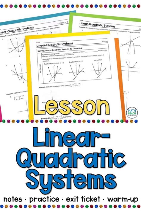 Solving Linear Quadratic Systems Of Equations Notes And Practice