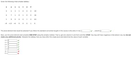 Solved Given The Following Initial Simplex Tableau The