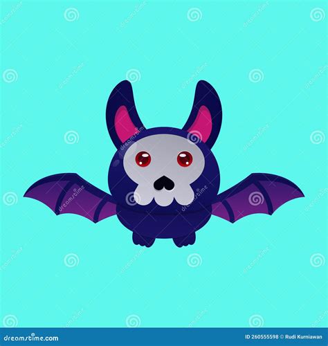 Cute Bat Vector Illustration With Pink Ears Stock Vector Illustration
