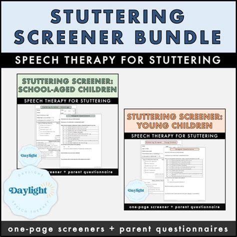 One Page Stuttering Fluency Screeners Bundle Tpt