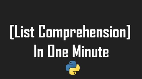 List Comprehension Explained In A Minute Pythontutorial Youtube