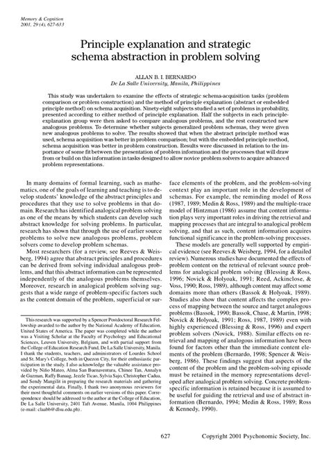 Pdf Principle Explanation And Strategic Schema Abstraction In Problem