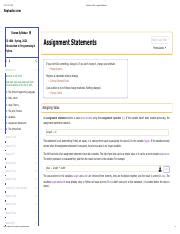 Understanding Python Assignment Statements In Programming Course Hero