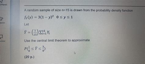 solved a random sample of size n 15 is drawn from the