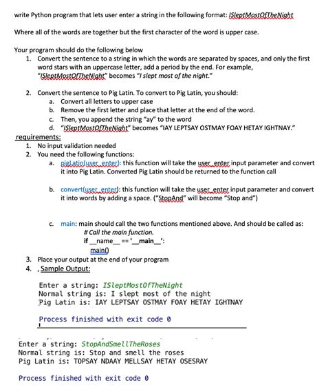Solved Write Python Program That Lets User Enter A String In
