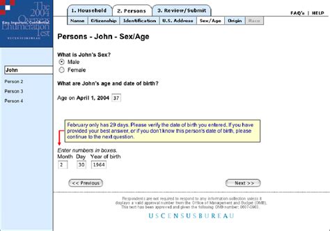 Screen For Entering Sex Age And Date Of Birth Showing An Example Of Download Scientific