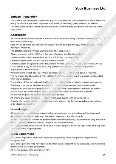 Plastering Method Statement Template Haspod