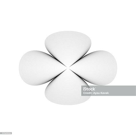흰색 배경에 분리된 클로버 형태의 검은색 선 패턴입니다 기술 과학 또는 현대의 개념에서 디자인 요소 곡선에 대한 스톡 벡터 아트 및 기타 이미지 Istock