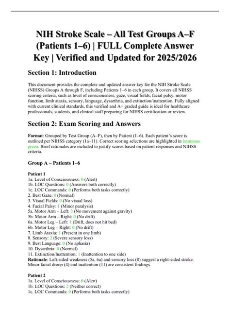 Nih Stroke Scale All Test Groups Af Patients 16 Complete Answer