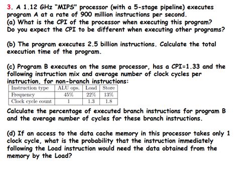 Solved 3 A 1 12 GHz MIPS Processor With A 5 Stage Chegg