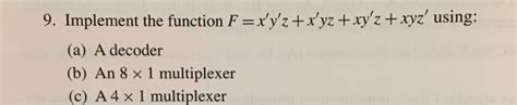 solved implement the function f xyz x yz xy z xyz