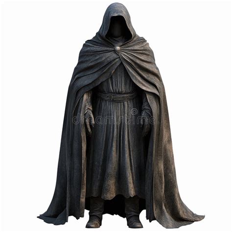 Mysterious Hooded Figure In Cloak Standing Confidently With Dark Robes