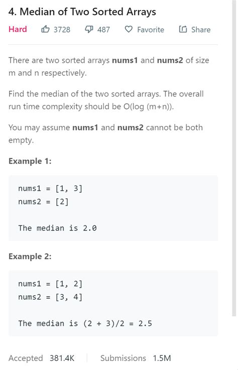 Median Of Two Sorted Arrays Today I Meet A Problem Named Median Of