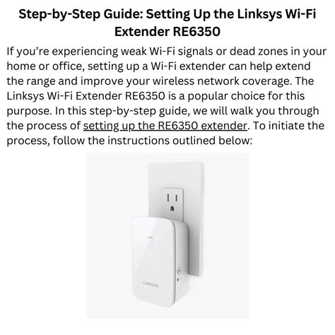 Ppt Step By Step Guide Setting Up The Linksys Wi Fi Extender Re6350
