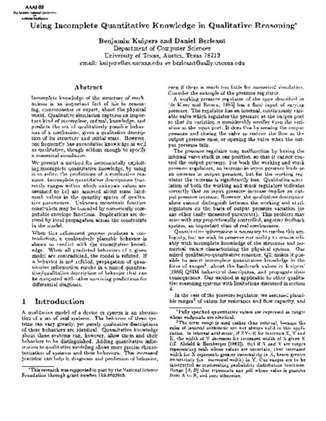 Pdf Using Incomplete Quantitative Knowledge In Qualitative Reasoning