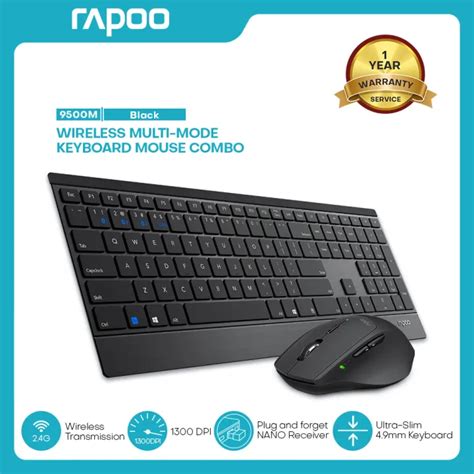 Rapoo 9500m Bluetooth And 2 4g Wireless Multi Mode Keyboard Mouse Combo Black Lazada Ph
