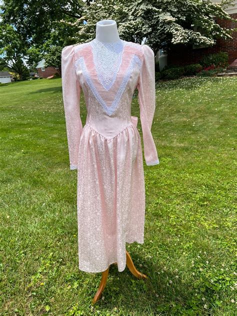 Vintage Scott Mcclintock Satin And Lace Midi Formal D… Gem