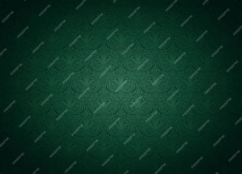 고전적인 골동품 장식 로코코와 녹색의 로얄 빈티지 고딕 가로 배경 프리미엄 벡터