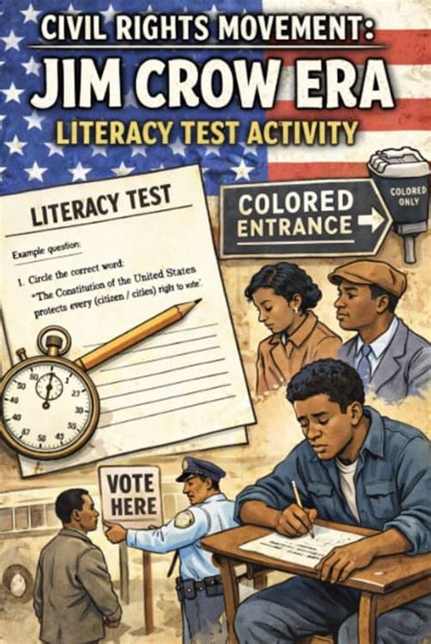 Civil Rights Movement Jim Crow Era Literacy Test Activity Tpt