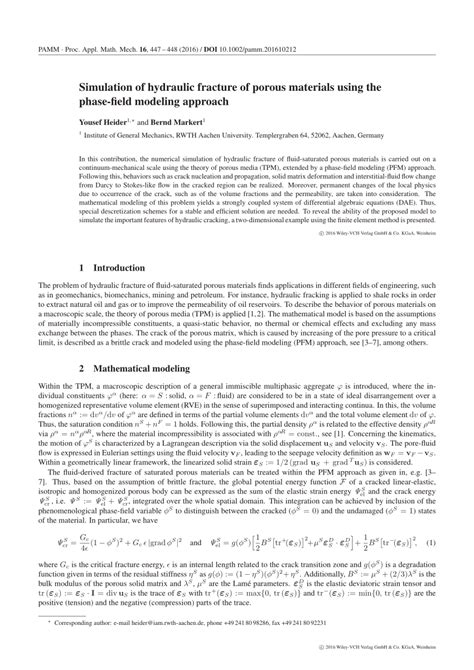 Pdf Simulation Of Hydraulic Fracture Of Porous Materials Using The