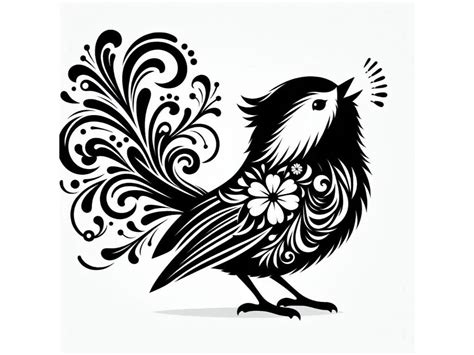 Silhouette Of A Chirping Chickadee With Graphic By Info Uliasolovieva · Creative Fabrica