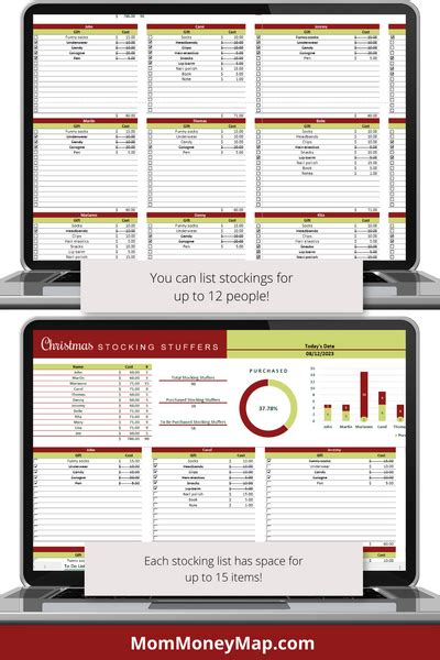 Christmas Stocking Stuffer Excel Spreadsheet Mom Money Map