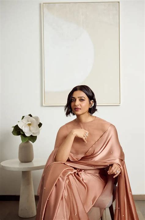 Radhika Apte In Fawn Satin With Pearl Embellished Saree