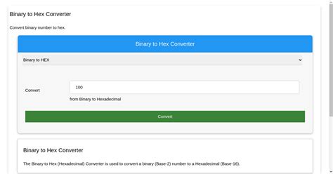 Binary To Hex Converter Binary And Hexadecimal Conversion Tool