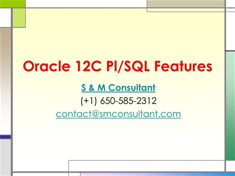 Ppt Oracle 12 C Plsql Online Training Powerpoint Presentation Free Download Id7679615