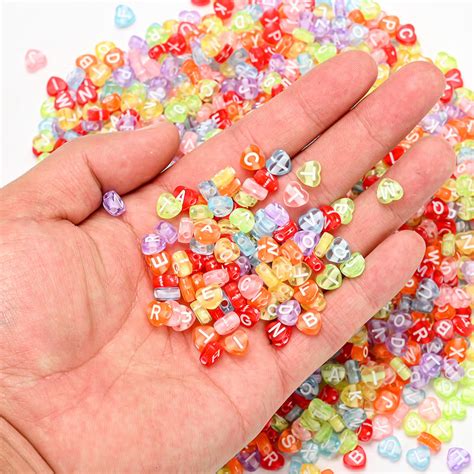 Badu Bg 100 бр лот сърце акрилни мъниста с букви цветна азбука