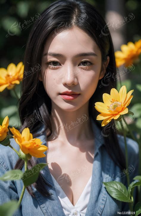 花卉掩映下的美女ai图片下载红动中国