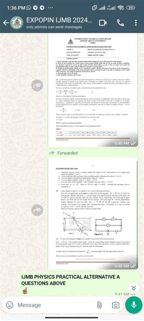 2024 Ijmb Physics Practical Questions Expo Pin