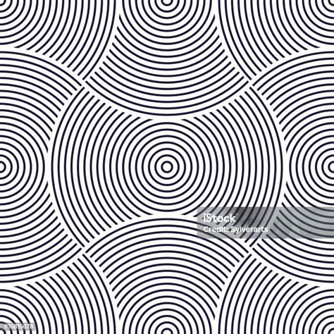 추상 라인 형상 완벽 한 패턴 벡터 끝 없는 직물 배경을 반복 합니다 겹치는 동그라미 펑키 테마 단일 색상 흑인과 백인 있습니다 패브릭 벽지 포장지 웹 및 인쇄에 대 한