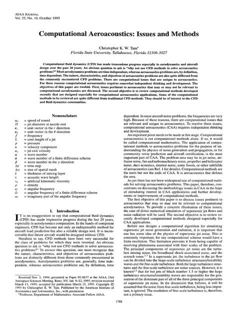 Computational Aeroacoustics Issues And Methods Pdf Waves