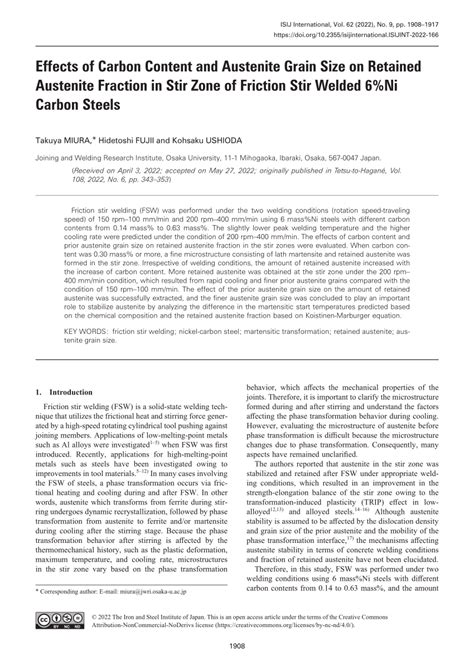Pdf Effects Of Carbon Content And Austenite Grain Size On Retained
