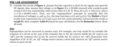 Solved PRE LAB ASSIGNMENT P Consider The Circuit Of Figure Chegg