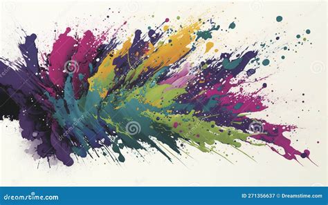 Colorful Paint Dripping Isolated On White Ai Generative Stock