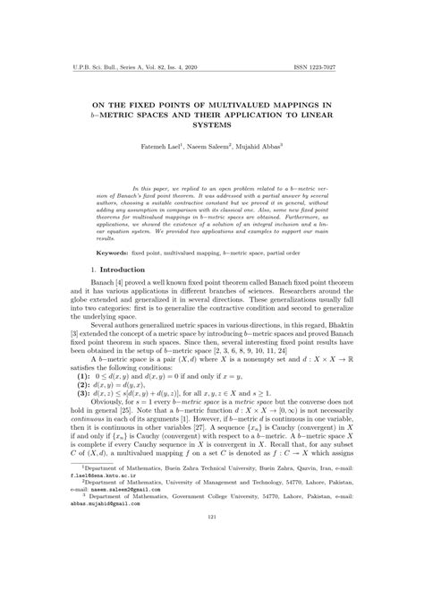 Pdf On The Fixed Points Of Multivalued Mappings In B−metric Spaces And Their Application To