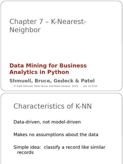 Chapter 7 K Nearest Neighbor Data Mining For Business Analytics In Python Pdf Statistical