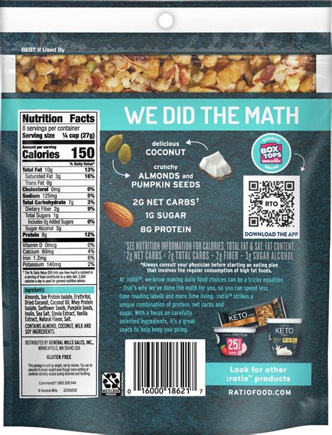 Ratio Trio Coconut Almond Granola Cereal 1g Sugar Keto Friendly 8