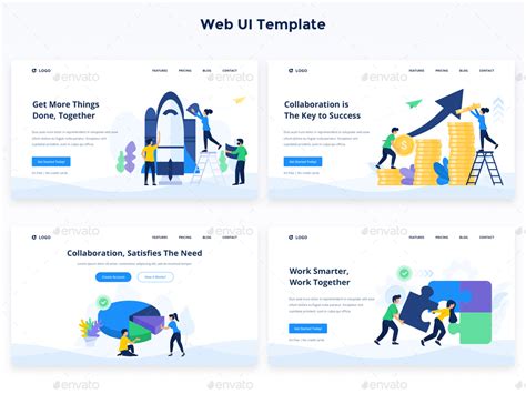 Teamwork And Collaboration Illustration Web And Mobile Ui Template